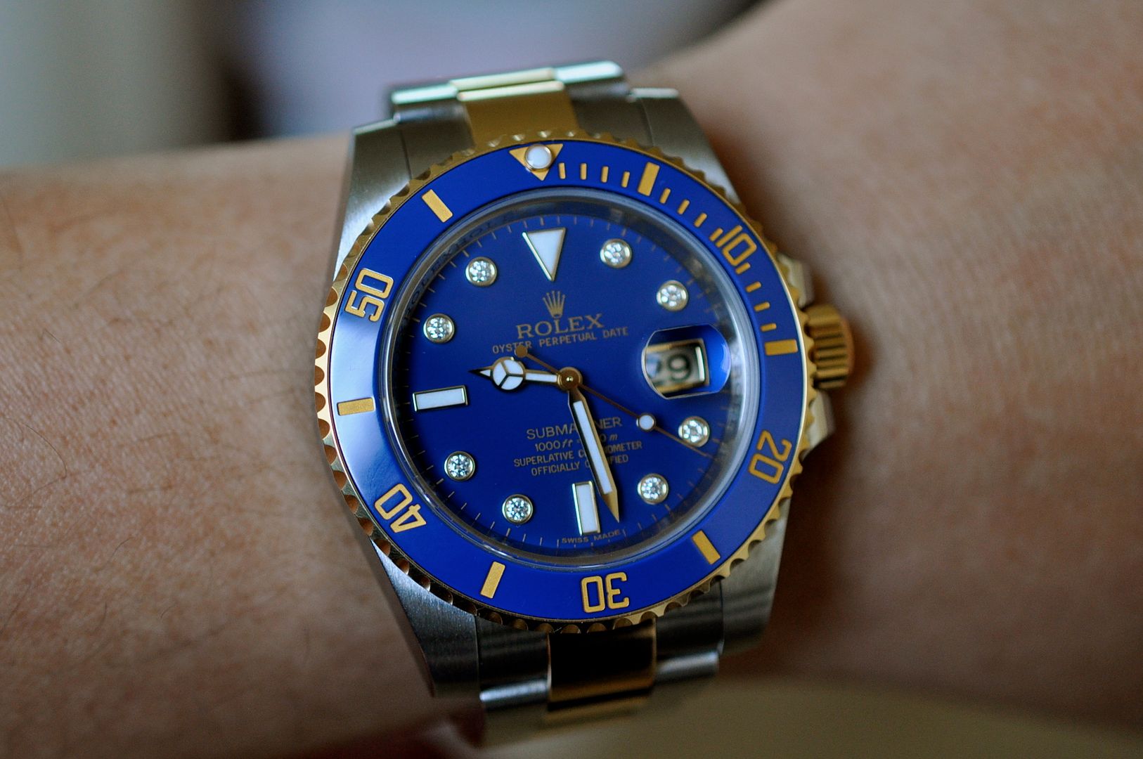 FS: Rolex Submariner 116613 Two Tone 18K/SS Bluesy Diamond Dial - Complete VG! - Rolex Forums ...